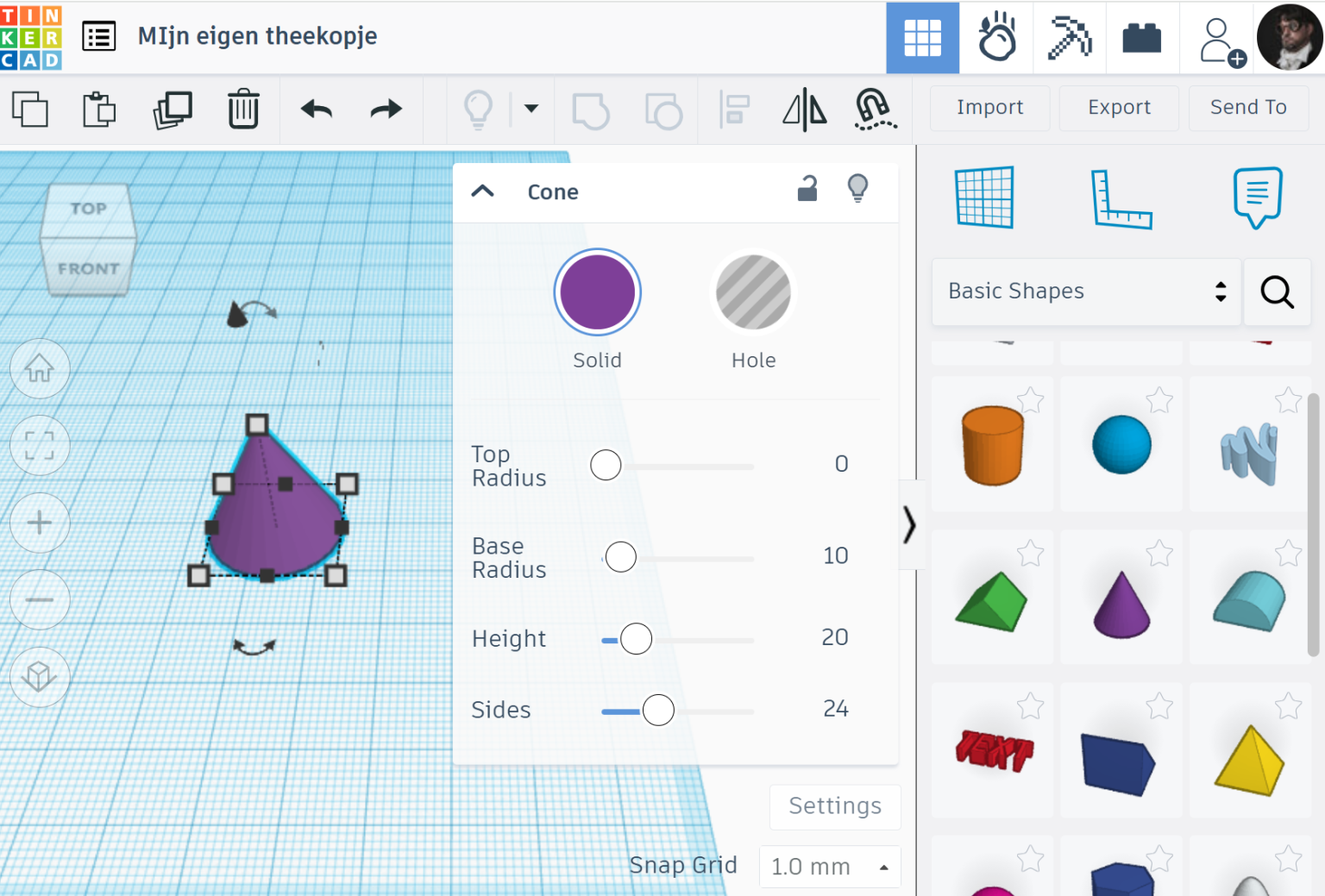 Theekopje in TinkerCad – Junior IOT